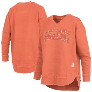 PRESSBOX Clemson Tigers Westin Poncho V-neck Pullover Sweatshirt - Orange