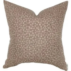 LINEN & JAMES Blake Floral Handblock Pillow Cover - Dusty Rose