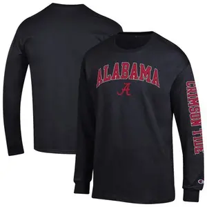 Champion Alabama Crimson Tide Arch Over Logo 2-hit Long Sleeve T-shirt - Black