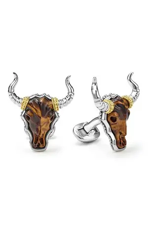 Lagos Longhorn Cuff Links - Tiger's Eye