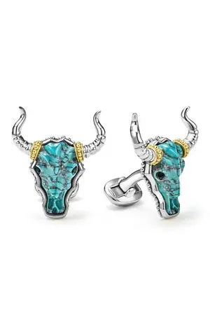 Lagos Longhorn Cuff Links - Turquoise