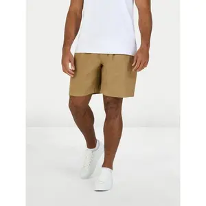RAGING BULL Stretch Waist Linen Blend Shorts - Sand
