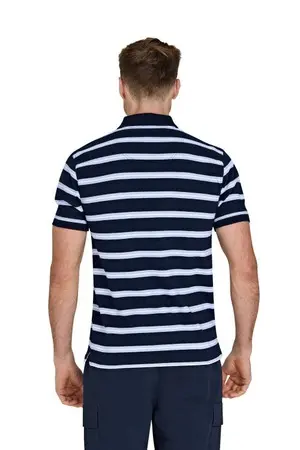 RAGING BULL Triple Stripe Birdseye Polo - Navy