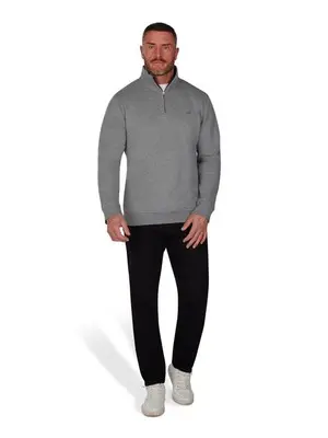 RAGING BULL Quarter Zip Sweatshirt - Grey Marl