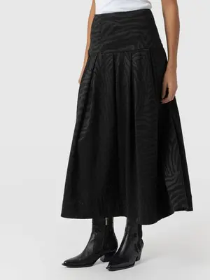 SAINT + SOFIA Everly Pleated Midi Skirt - Black Zebra