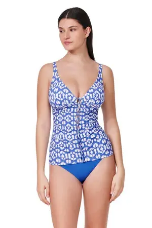 GOTTEX Braided V-neck D-cup Tankini Top - Blue