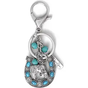 Jessica Simpson Horseshoe Keychain - Silver/turquoise