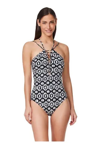GOTTEX Braided High Neck One-piece - Black-white