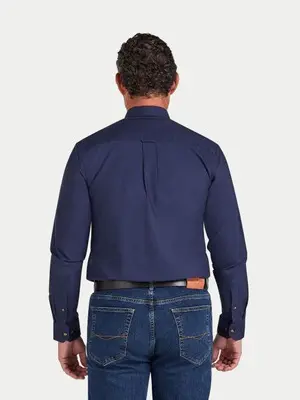 RAGING BULL Long Sleeve Oxford Shirt - Navy