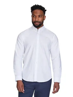 RAGING BULL Long Sleeve Oxford Shirt - White