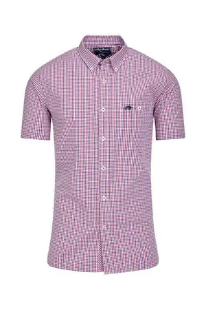 RAGING BULL Short Sleeve Graph Check Poplin Shirt