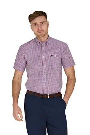 RAGING BULL Short Sleeve Graph Check Poplin Shirt