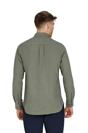 RAGING BULL Long Sleeve Linen Blend Shirt - Olive