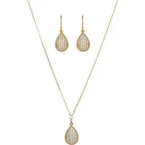 BEARFRUIT JEWELRY Sterling Silver Leah Crystal Necklace & Earring Set - Gold