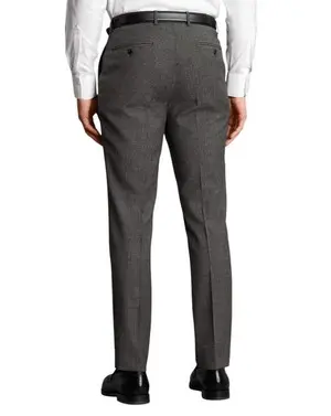 CHARLES TYRWHITT Slim Fit Stretch Wool Trousers - Dark Grey