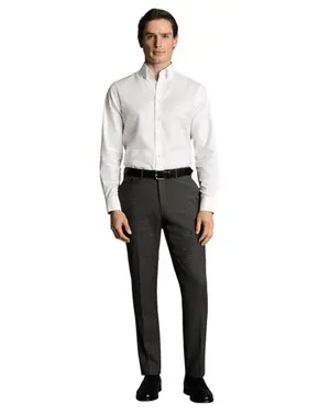 CHARLES TYRWHITT Slim Fit Stretch Wool Trousers - Dark Grey
