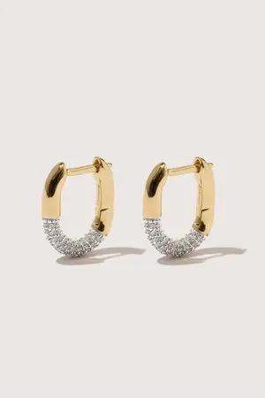 OTIUMBERG 14kt Gold Vermeil Demi-pavé Staple Hoop Earrings - Yellow Toned Gold