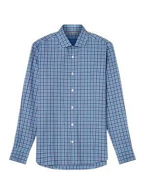 Robert Talbott Reynolds Ultra Light Weight Brushed Multi Check Shirt - Blue Multi