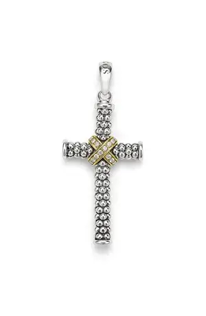 Lagos Diamond Cross Pendant In Sterling And 18k Gold - Silver