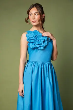 Coast One-shoulder Midi Dress With Corsage Detail