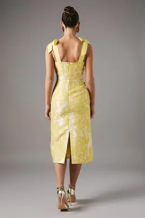 Coast Jacquard Pencil Midi Dress - Yellow