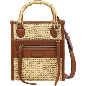 Tommy Bahama Leather And Raffia Handle Tote