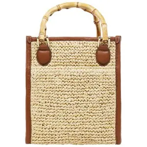Tommy Bahama Leather And Raffia Handle Tote