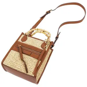 Tommy Bahama Leather And Raffia Handle Tote
