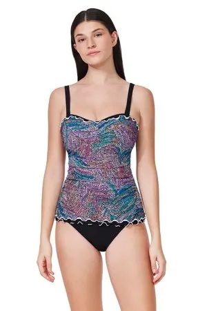 GOTTEX Layla Tricolore E-cup Tankini Top - Black-multi