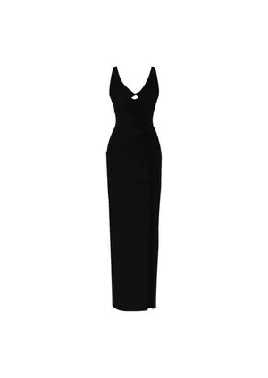 JENDUE Elegant Cut-out Maxi Gown - Black