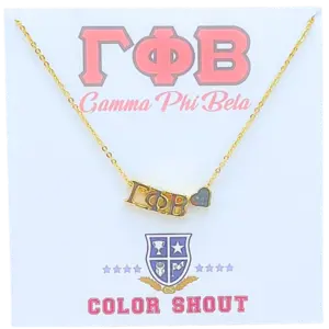 COLOR SHOUT Gamma Phi Beta Sorority Heart Necklace - Yellow Gold