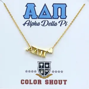 COLOR SHOUT Alpha Delta Pi Sorority Gold Heart Necklace - Yellow Gold