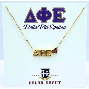 COLOR SHOUT Delta Phi Epsilon Sorority Heart Necklace - Yellow Gold