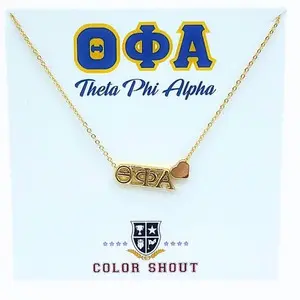 COLOR SHOUT Theta Phi Alpha Sorority Heart Necklace - Yellow Gold