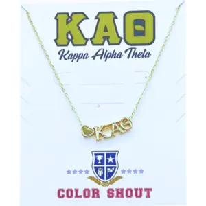 COLOR SHOUT Kappa Alpha Theta Sorority Heart Necklace - Yellow Gold