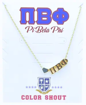 COLOR SHOUT Pi Beta Phi Sorority Heart Necklace - Yellow Gold