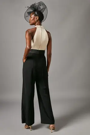 Coast Halter Neck Pleated Bodice Wide Leg Jumpsuit