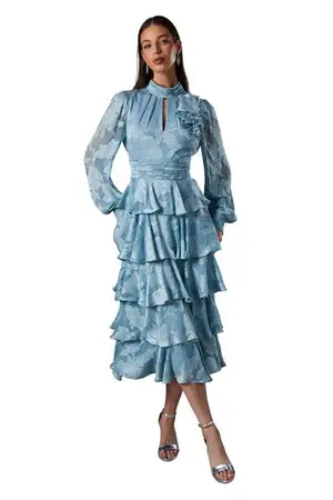 Coast Jacquard Tiered Maxi Dress - Ice Blue