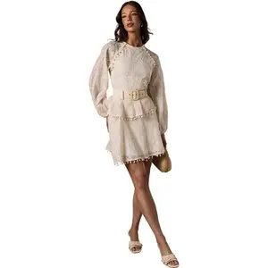 Coast Long Sleeve Tiered Skirt Belted Mini Dress