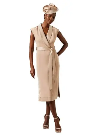 Coast Tux Satin Midi Dress - Champagne