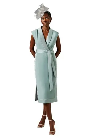 Coast Tux Satin Midi Dress - Sage