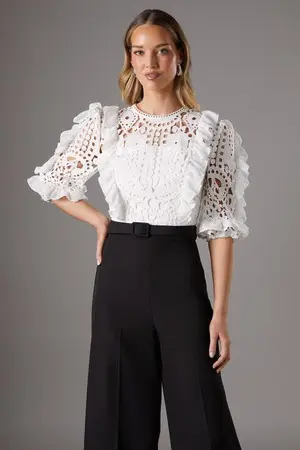 Coast Lace Cut Out Belted Jumpsuit