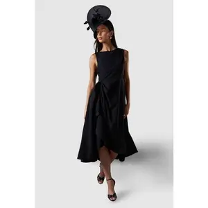 Coast Crepe Low Back Ruffle One Shoulder Dress - Black
