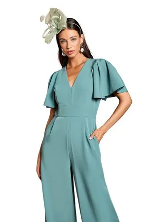 Coast Flutter Sleeve Plunge Wide Leg Jumpsuit
