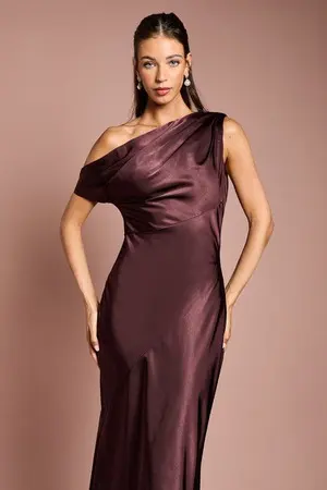 Coast Satin One Shoulder Fishtail Maxi Dress