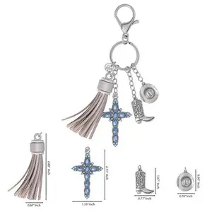 Jessica Simpson Western Cross & Tassel Charm Keychain