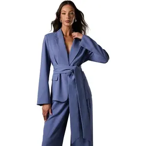 Coast Wrap Tie Front Blazer - Blue