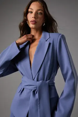 Coast Wrap Tie Front Blazer - Blue