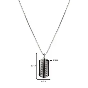 Lucky Brand Striped Dog Tag Pendant Necklace