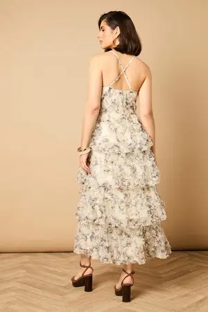 OASIS Floral Textured Strappy Midaxi Dress
